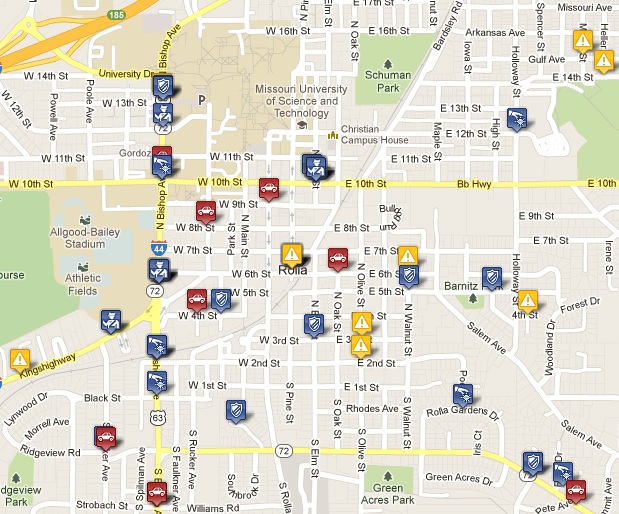 RollaMAP: Daily Updated Rolla, MO Police Crime and Accidents Map